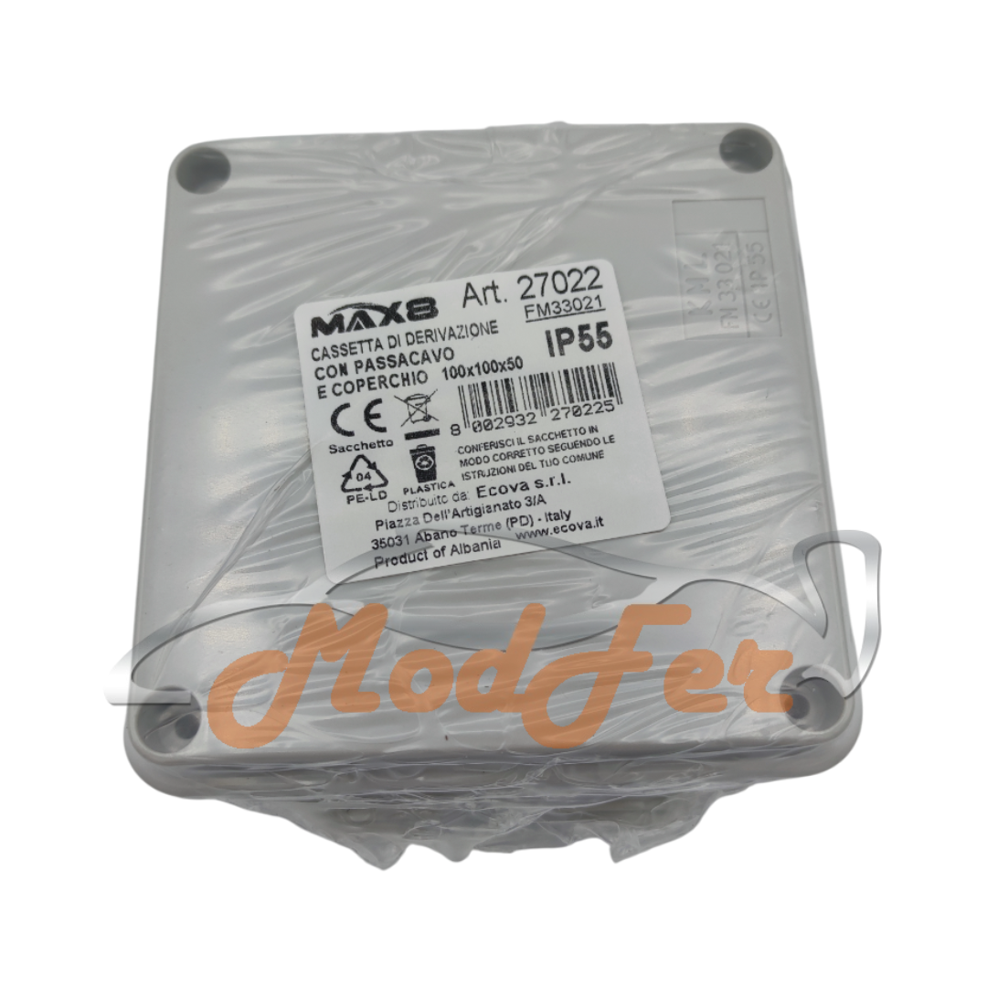 Cassetta Derivazione con Passacavo e Coperchio 100x100x50 MAX8 Ecova ...