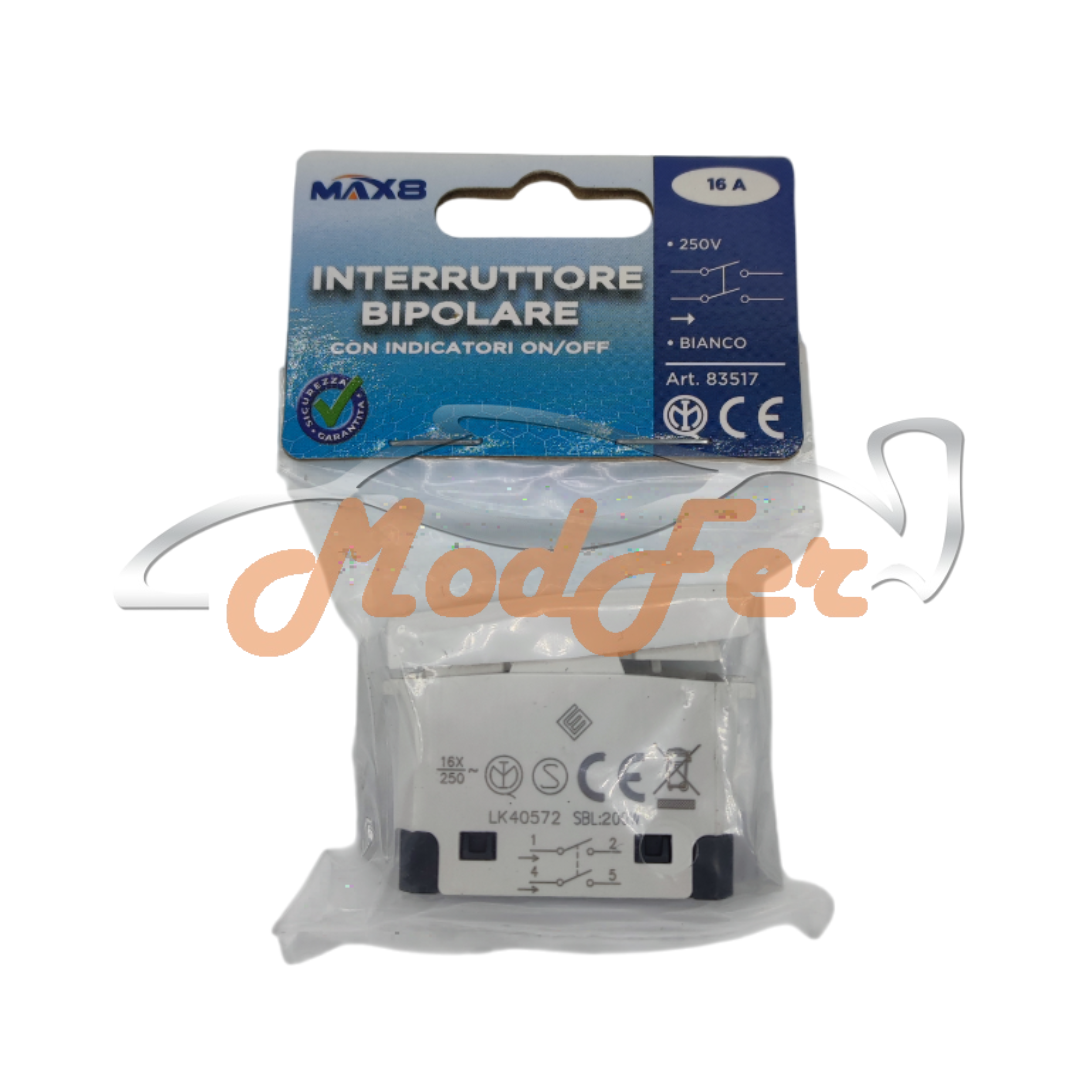 Interruttore Bipolare 16A 250V Bianco MAX8 Ecova – Modfer