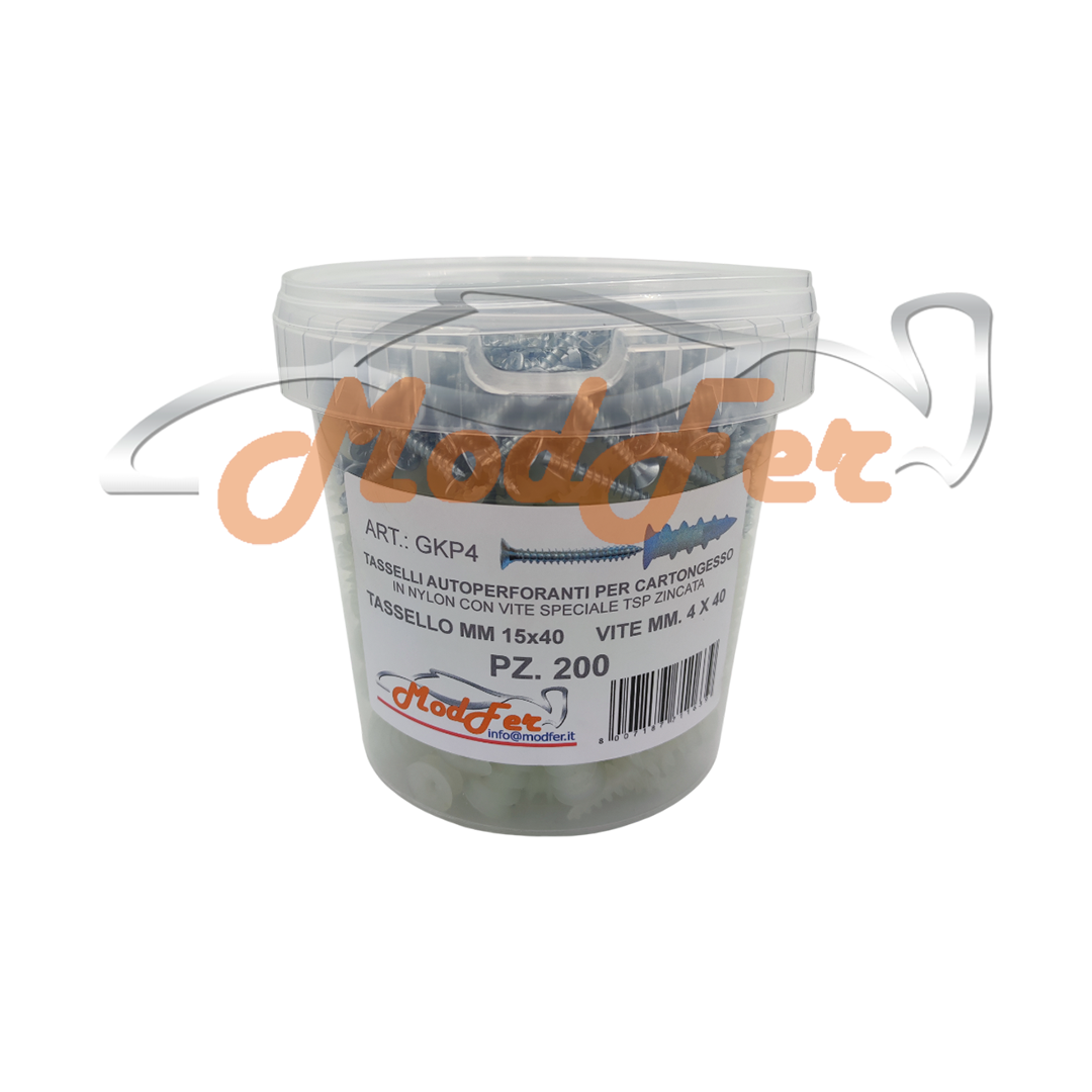 Tasselli Autoperforanti per Cartongesso con Vite TSP Zincata 4x40 MM ...